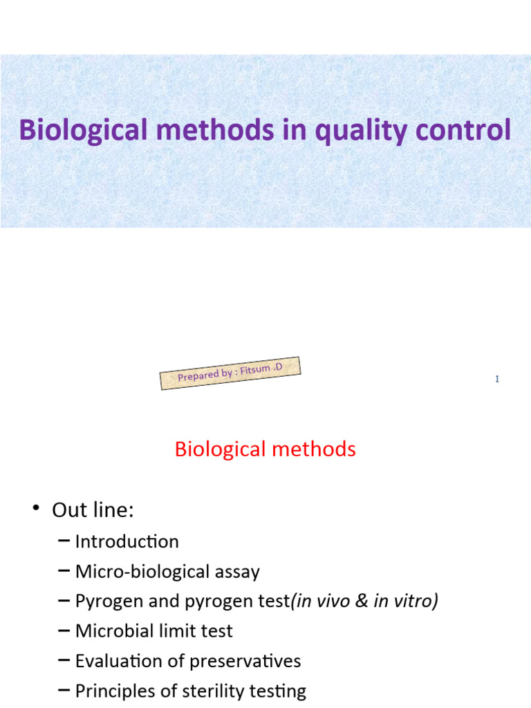 Biological Methods for Quality Control | PDF | Antimicrobial | Biology