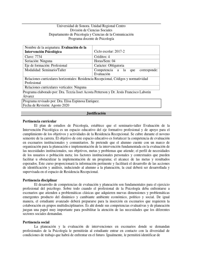 Programa Eip 2020-2 Eee | PDF | Diseño | Validez (Estadísticas)