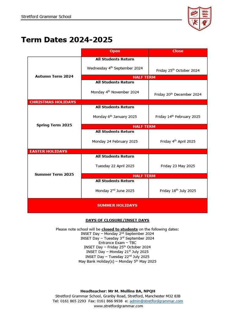 Term Dates 2024 2025.307533859 | PDF