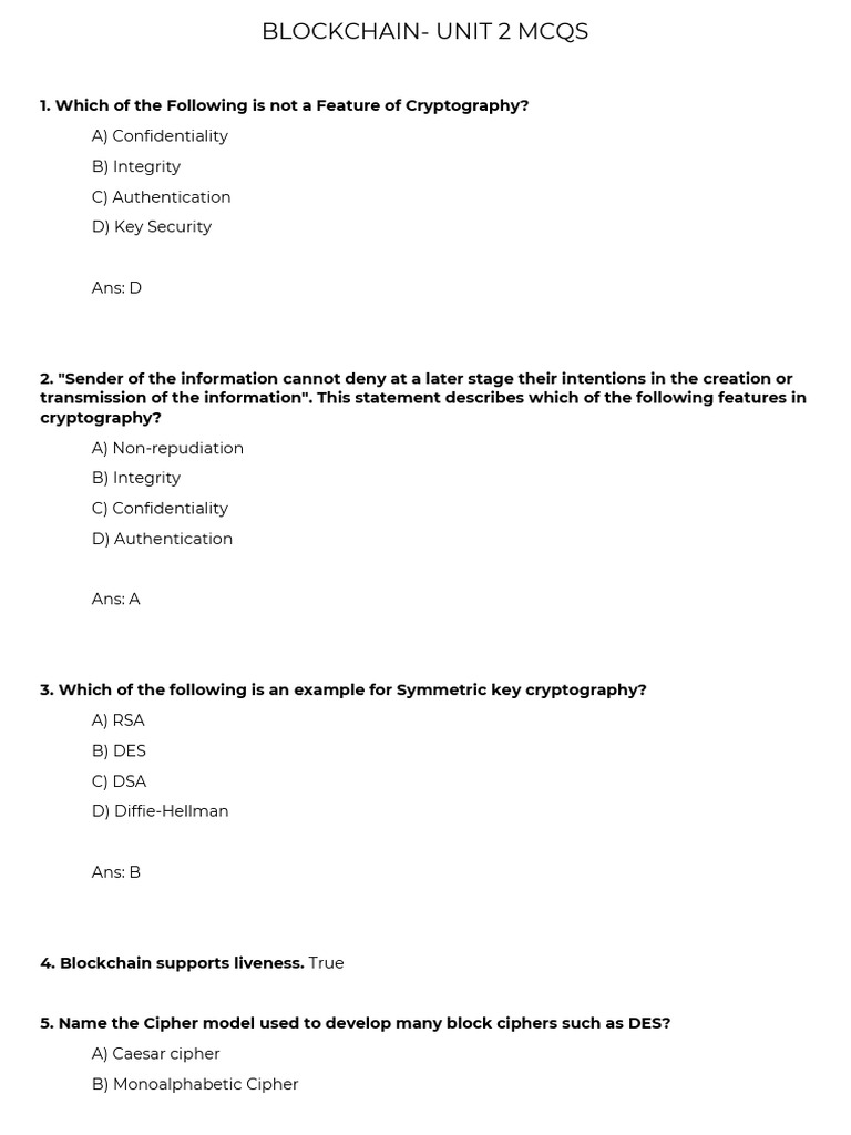 Unit2 Mcqs | Download Free PDF | Encryption | Cryptography