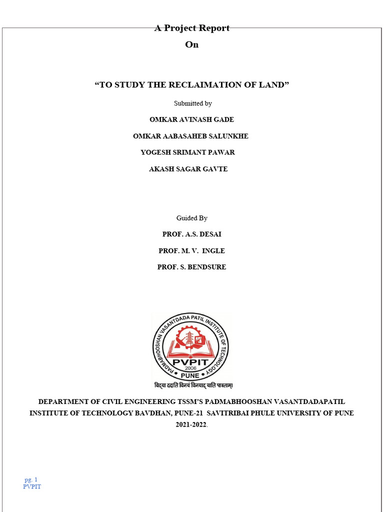 To Study The Reclamation of Land | PDF | Natural Environment | Earth ...