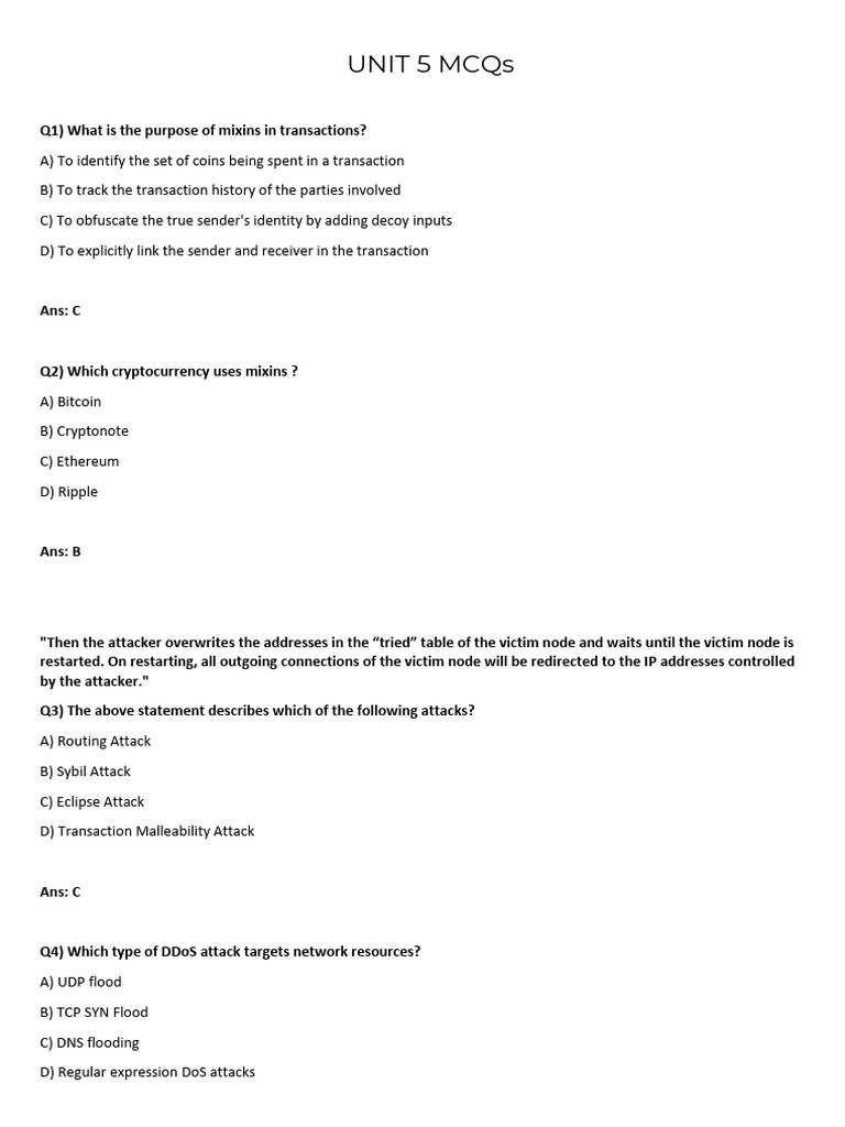 Unit5 Mcqs | Download Free PDF | Domain Name System | Denial Of Service Attack