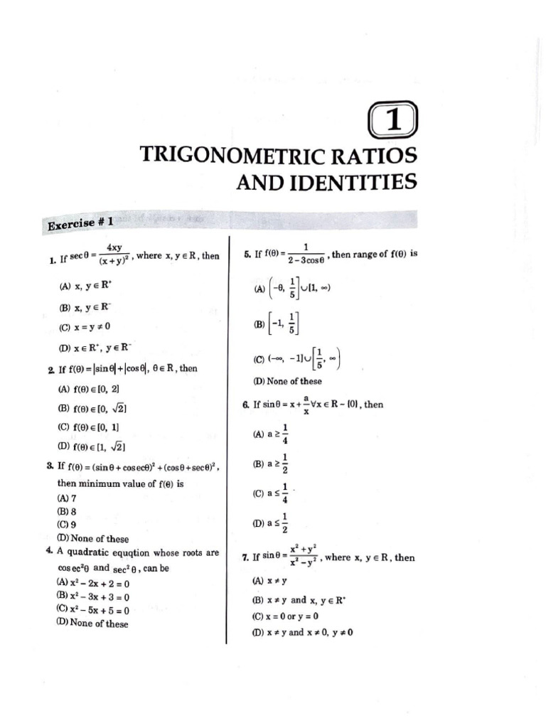 Trigonometric Ratio Worksheet | PDF