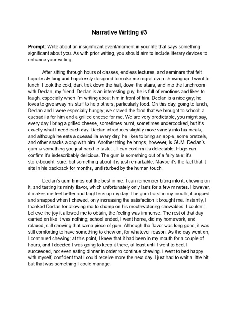 Samuel Lemoine - Narrative Writing 3 | PDF