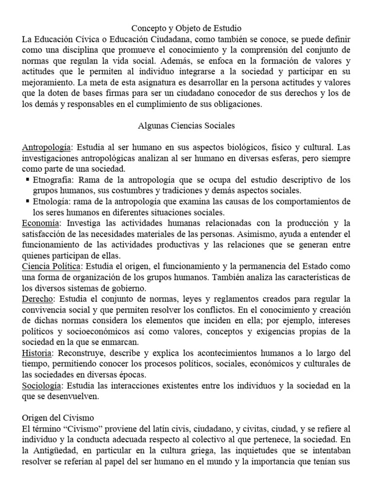 Educación Cívica y Civismo: Conceptos Clave | PDF | Sociedad | Ciudadanía