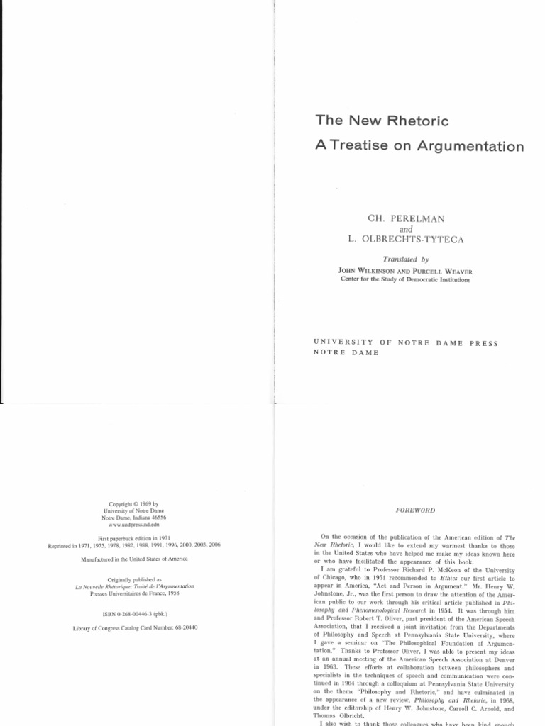 The New Rhetoric Pages 1 35 | PDF