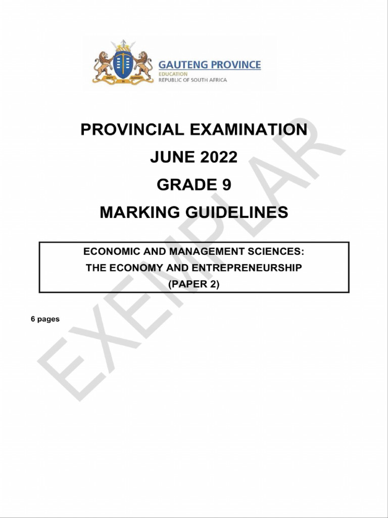 Gr9 EMS P2 (ENG) June 2022 Possible Answers | PDF