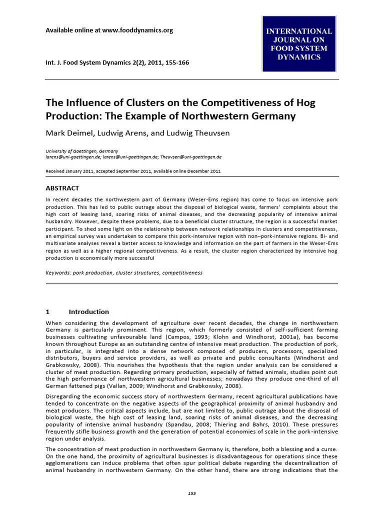 The Influence of Clusters On The Competitiveness of Hog Production ...