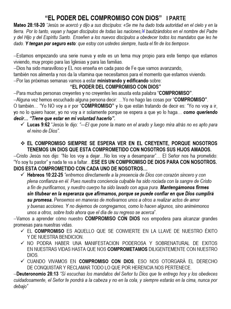 El Poder Del Compromiso Con Dios 1 Parte | PDF | Dios | Cristo (título)