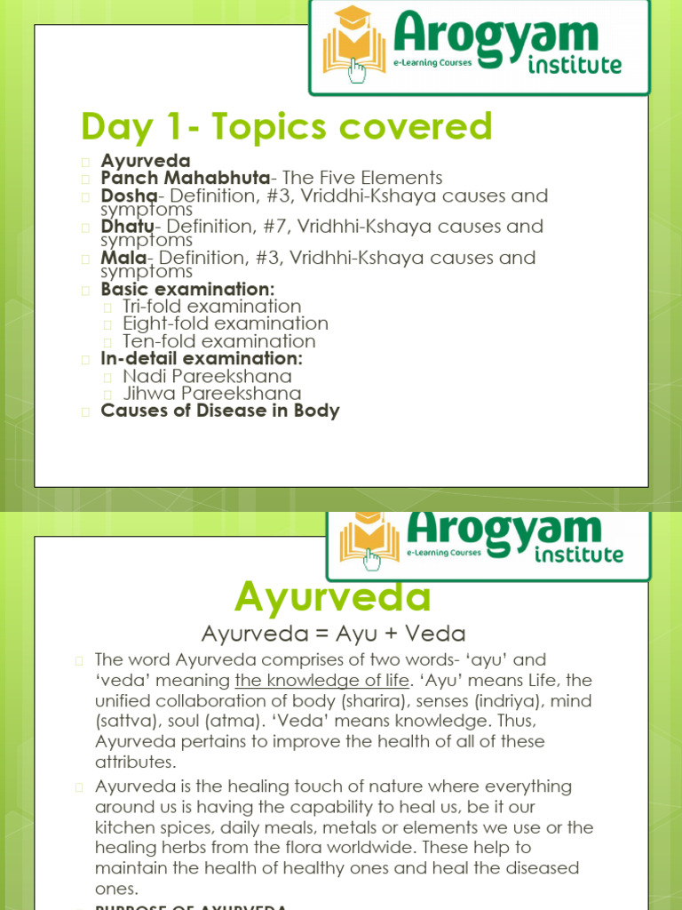Day 2 Basics of Ayurveda | PDF | Ayurveda | Senses