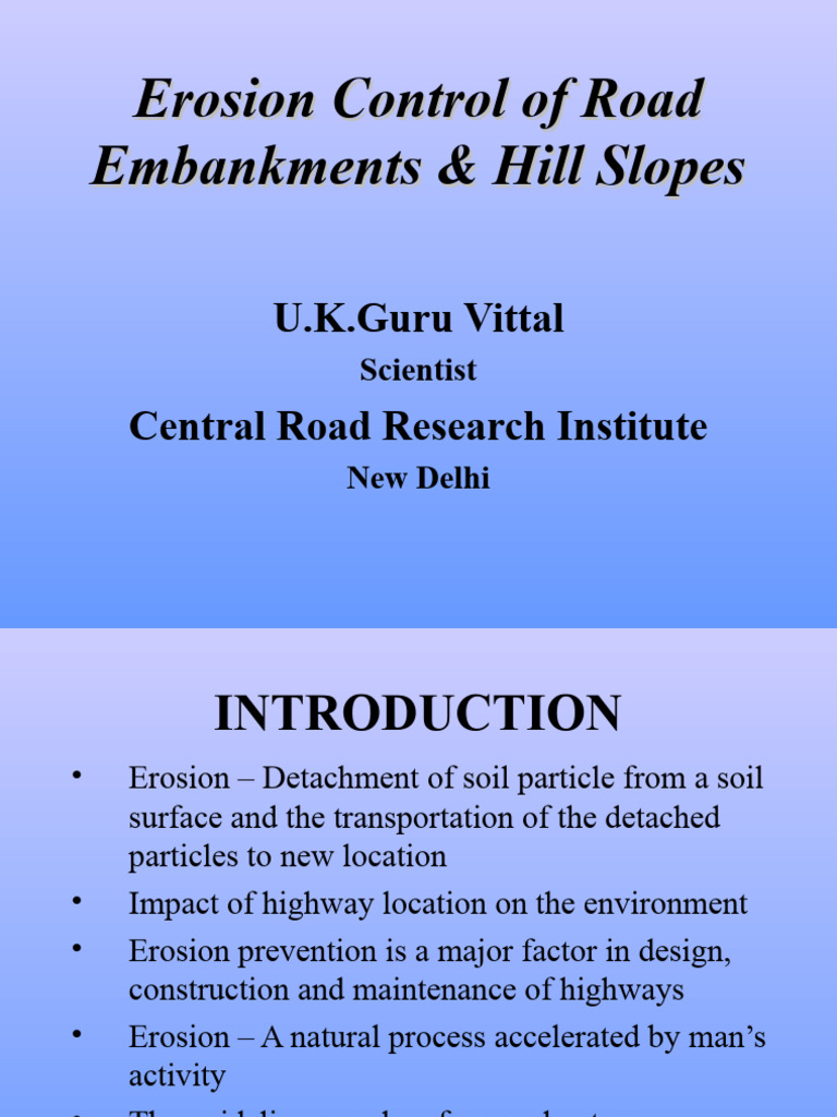 Erosion Control of Hill Slopes & Embankments | PDF | Erosion | Drop ...