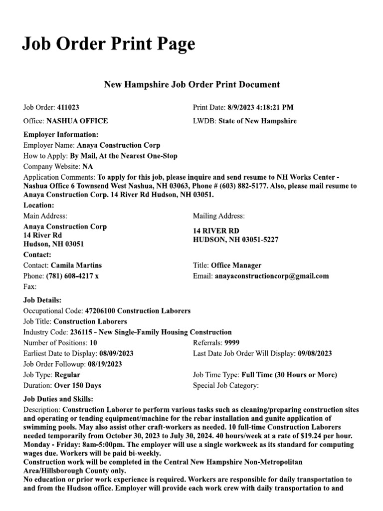 Job Order | PDF
