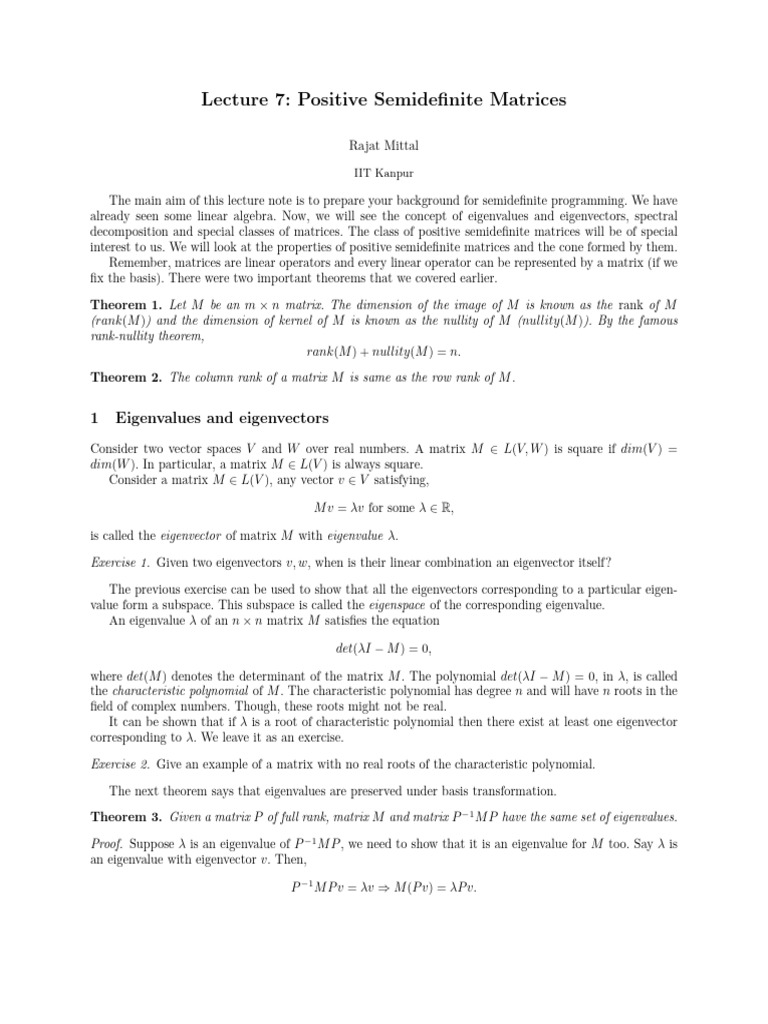 7psdmatrices | PDF | Eigenvalues And Eigenvectors | Matrix (Mathematics)