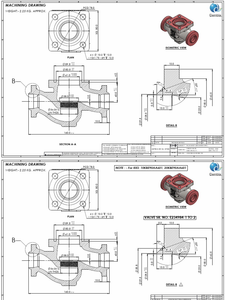 Valve Body Machining Drawing Details | PDF