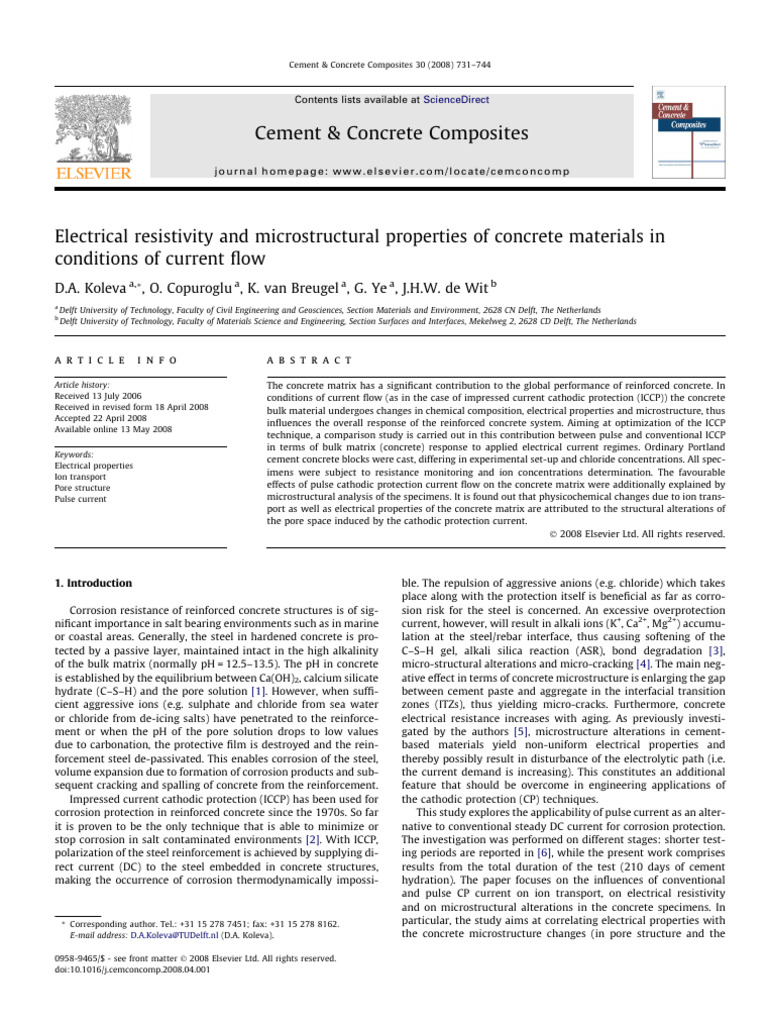 Electrical Resistivity and Microstructural Properties of Concrete ...