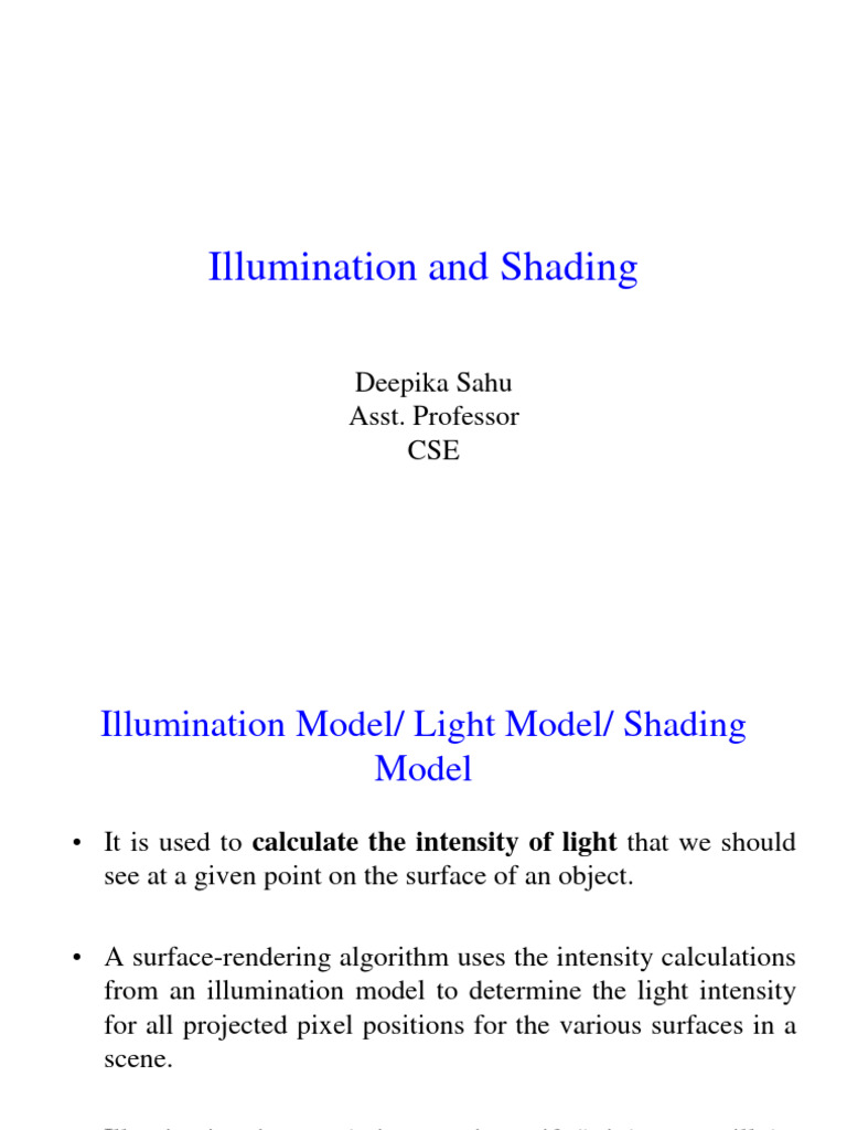 Module-V - Illumination Shading Model | PDF | Light | Electromagnetism