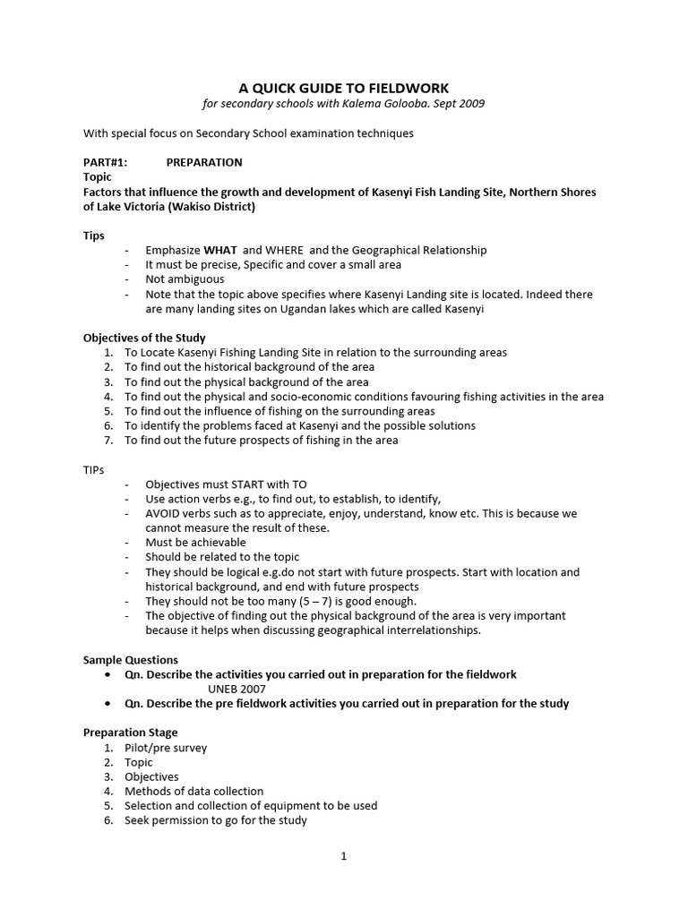 S.3 GEOG A Quick Guide To Fieldwork For Secondary Schools | PDF | Erosion | Field Research
