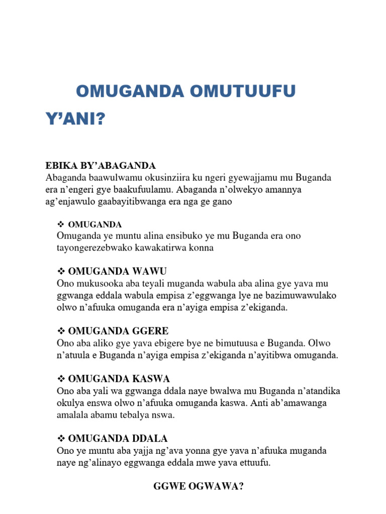 Luganda S5 HOME Notes | PDF