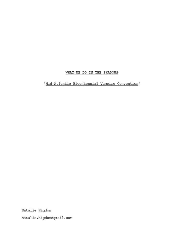 What We Do in The Shadows Spec Script - Natalie Higdon | PDF | Mystery ...