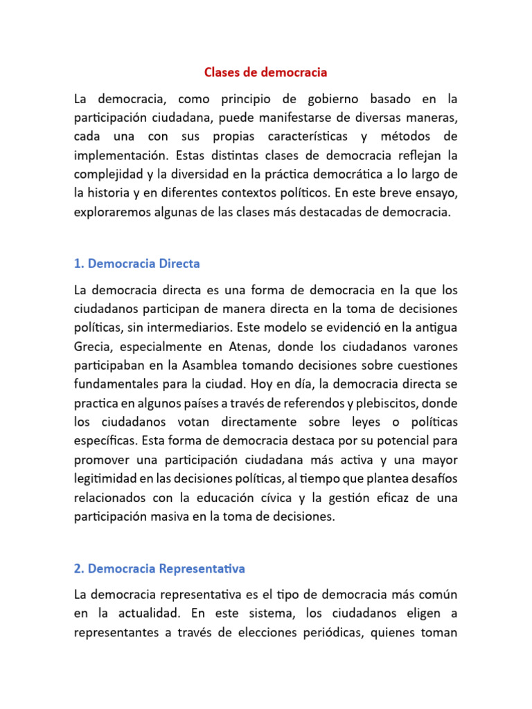 Clases de Democracia | PDF | Democracia | Ideologías políticas