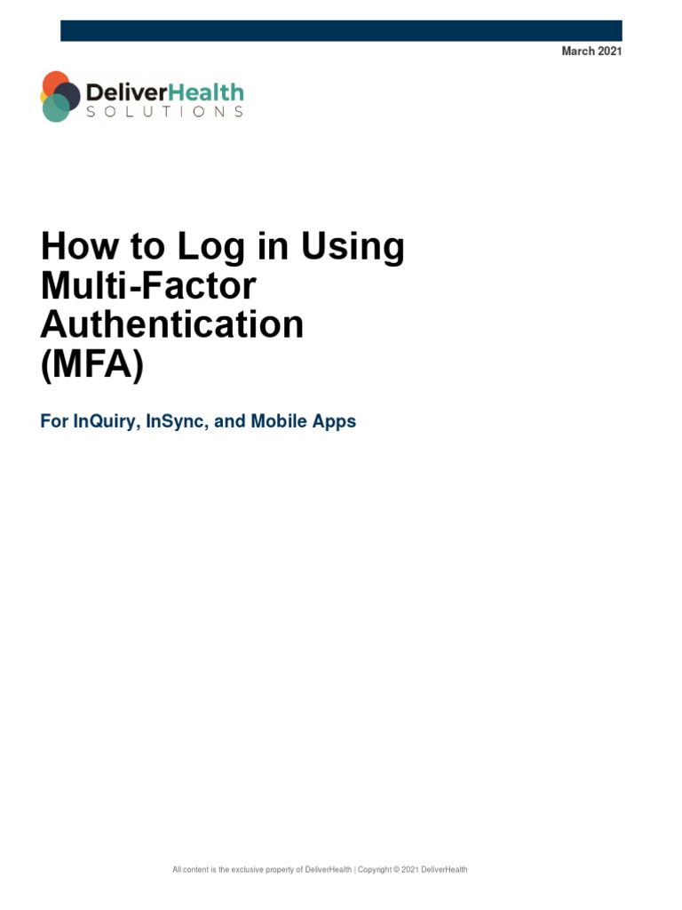 How to Log in Using MFA for InQuiry, InSync, and Mobile Apps | PDF ...
