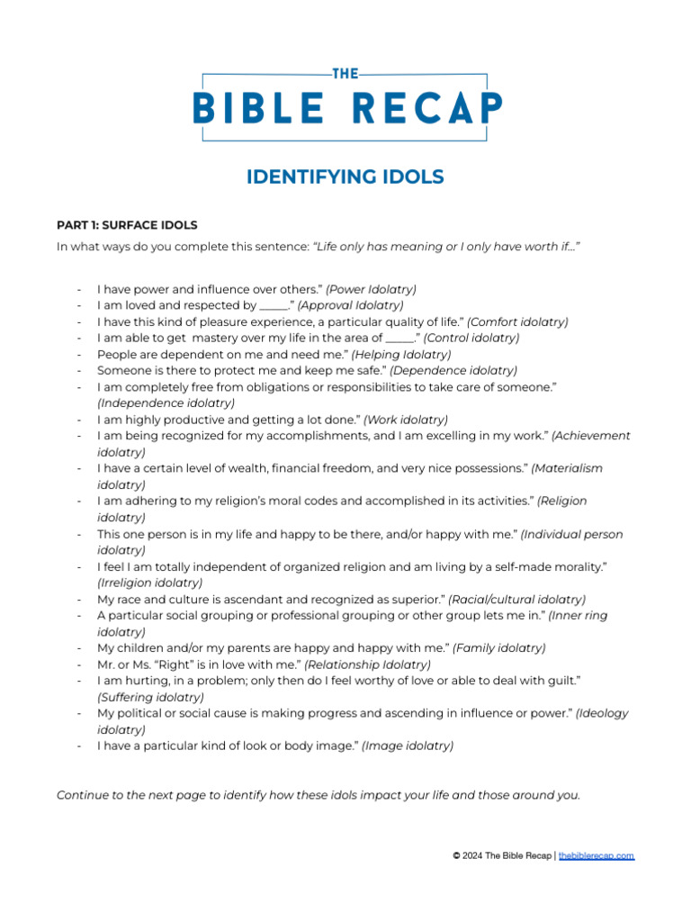 Identifying Idols (TBR) | Download Free PDF | Idolatry | Gospels