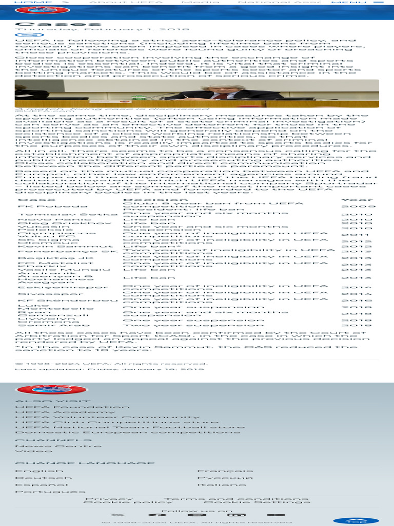 UEFA's Match-Fixing Sanctions | PDF | Criminal Justice | Crime & Violence