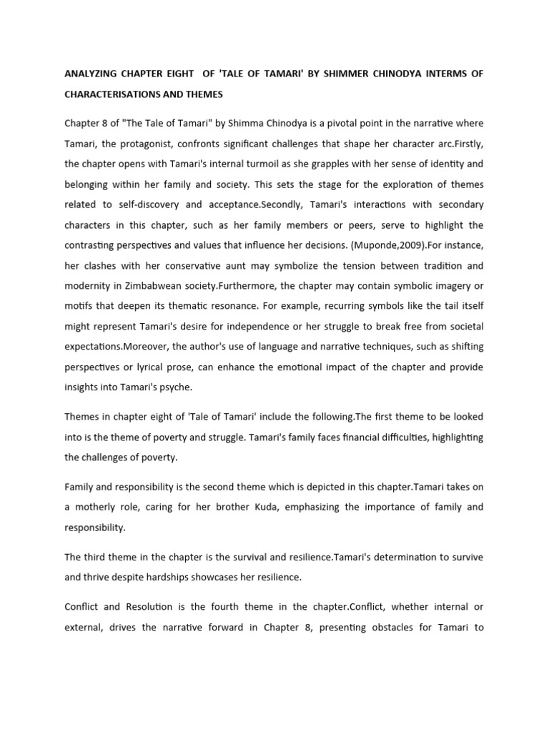 Tale of Tamari - Chapter 8 | PDF | Narrative | Psychological Resilience