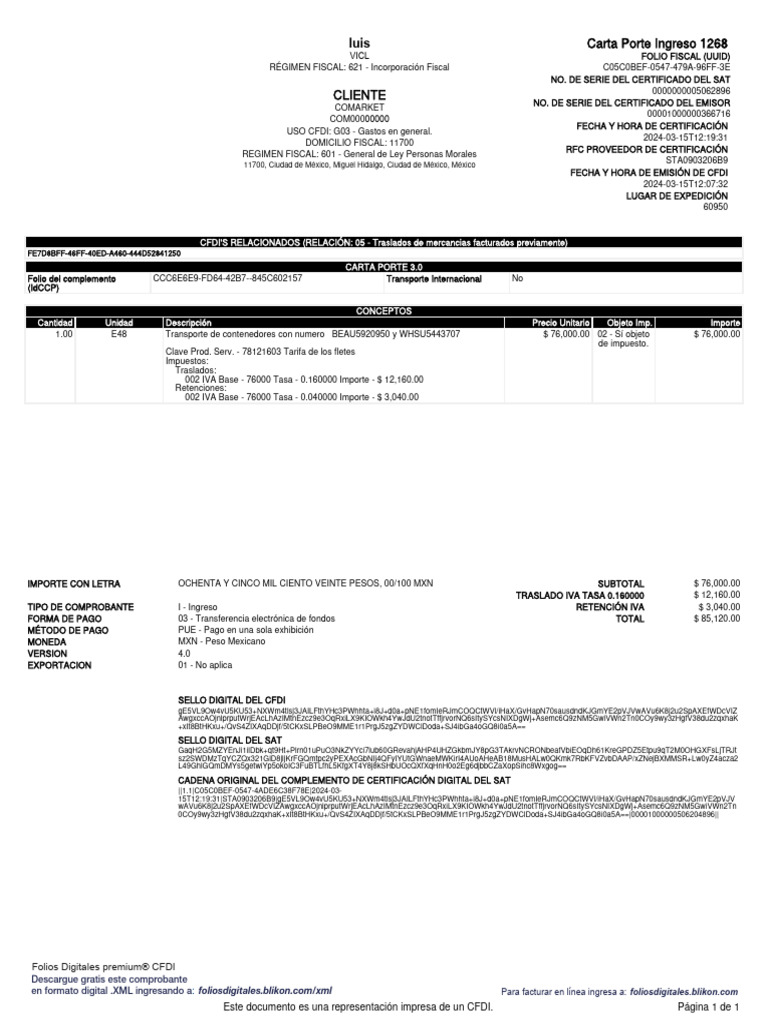 Formato Carta Porte Para Luis Pdf 1894