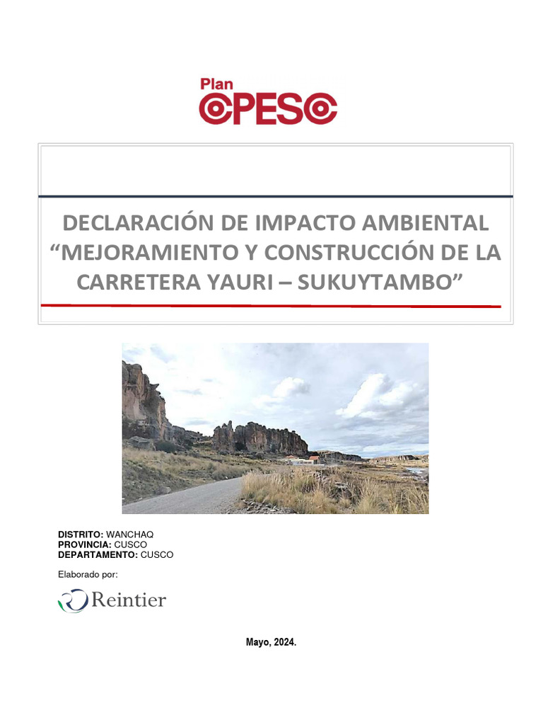 Impacto Ambiental Carretera Yauri-Sukuytambo | PDF