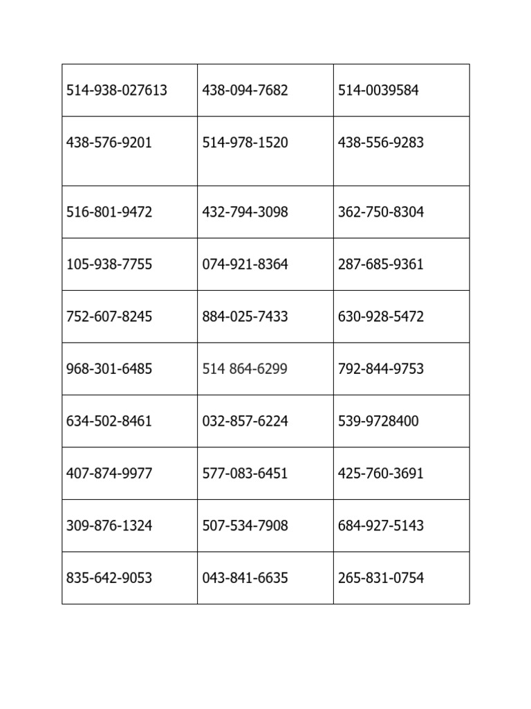 Numeros Telephone | PDF