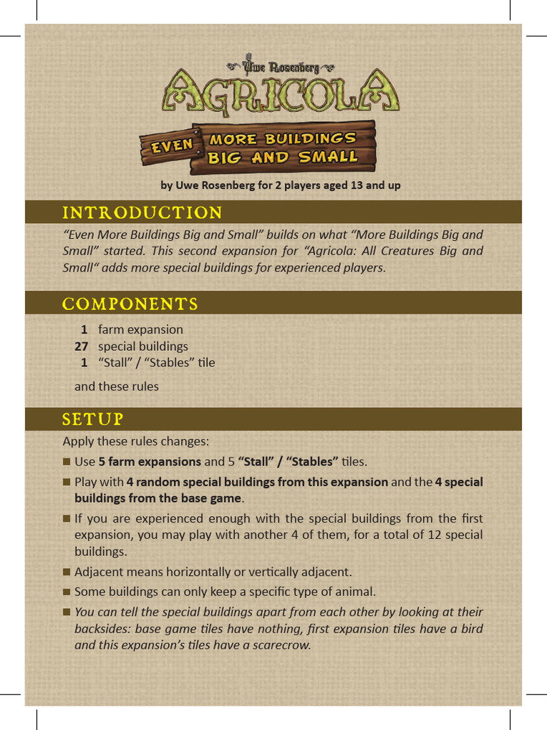 Agricola_2P_Exp2 rules | PDF | Barn | Hay