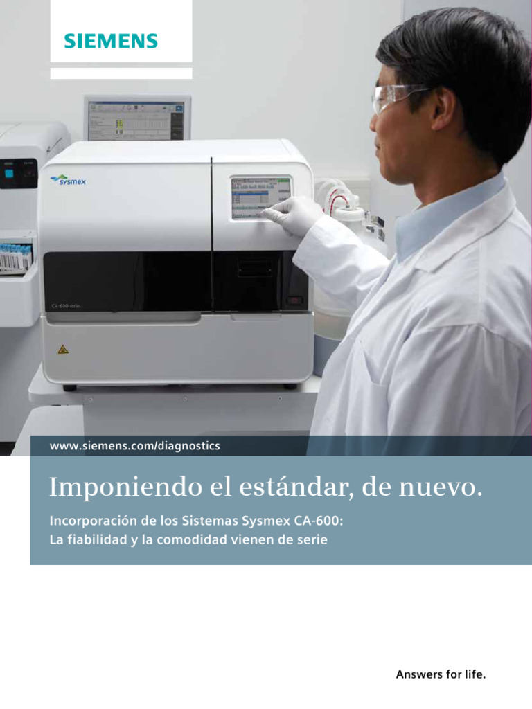 SysmexCA600 Brochure ESP Final | Descargar gratis PDF | Ingeniería de confiabilidad | Laboratorios
