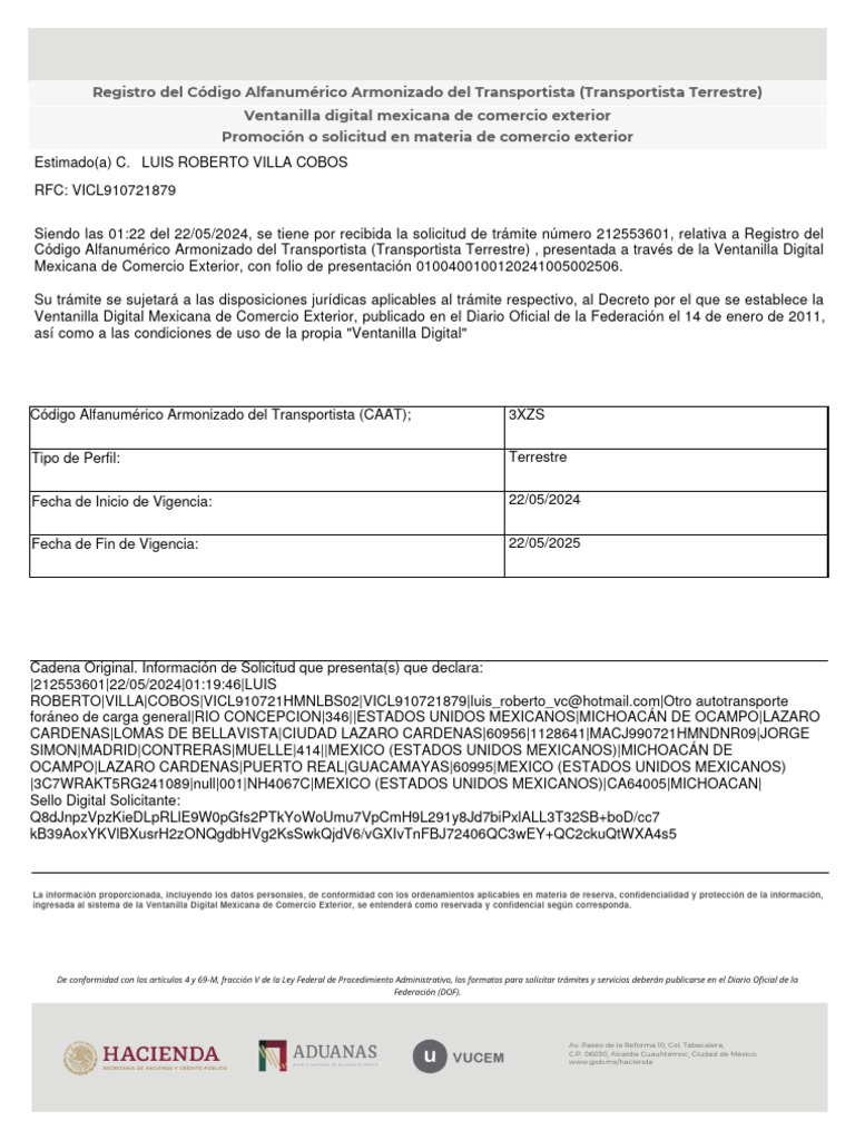 Registro CAAT para Transportistas 2024 | PDF | México