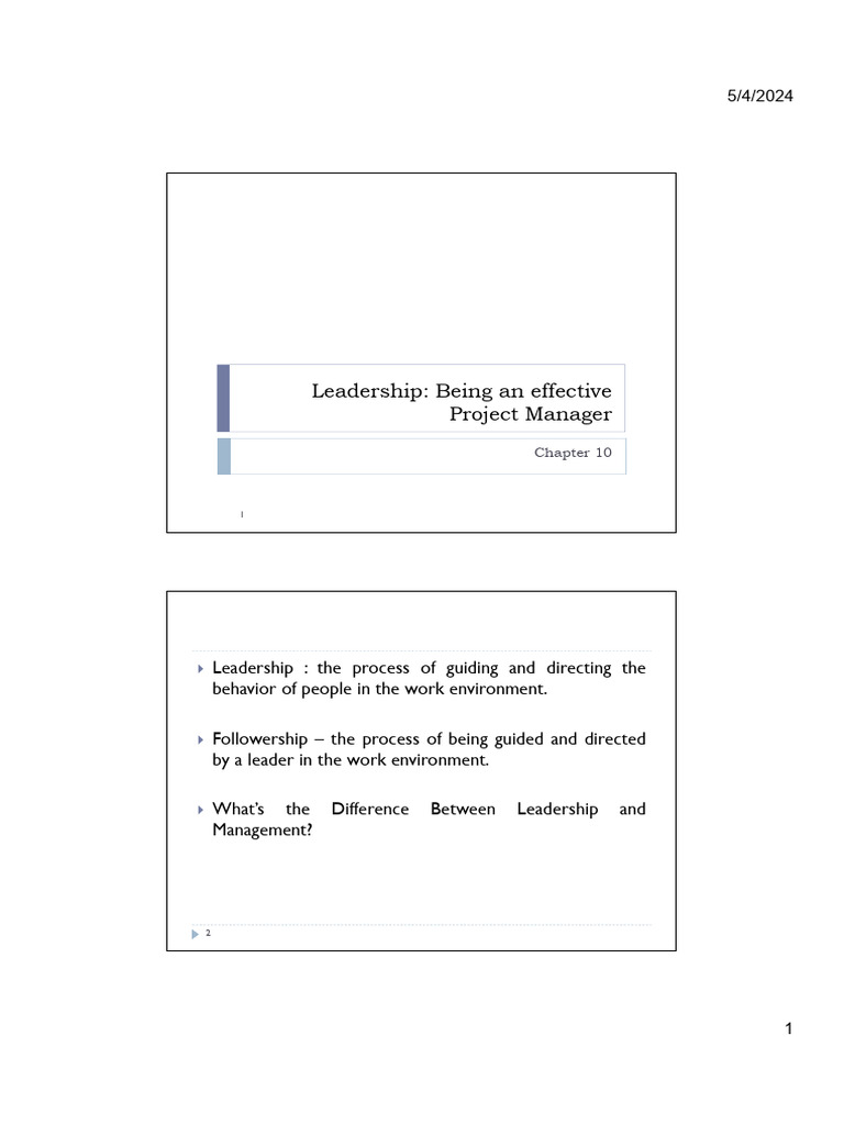 8- Lecture 8- Chapter 9- Leadership Styles | PDF | Leadership | Cognition