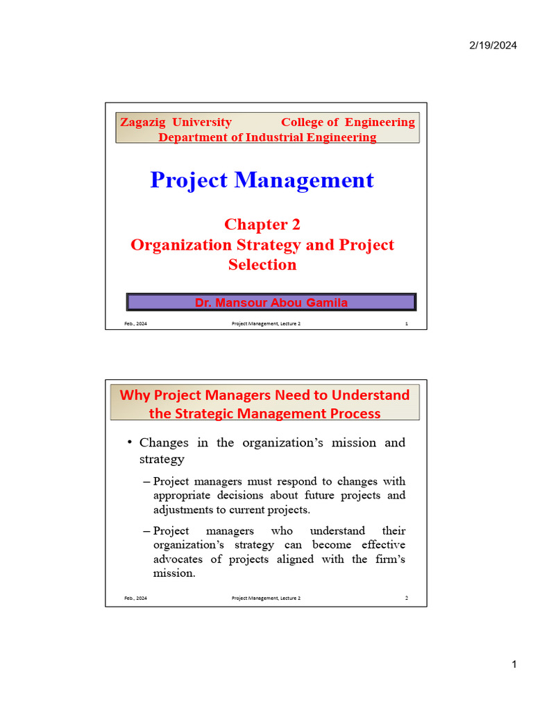 2- Project Management - Lecture 2 - Chapter 2 | PDF | Project Management | Internal Rate Of Return
