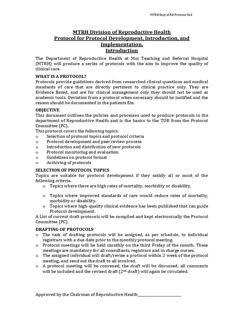 MTRH Reproductive Health Protocols | PDF | Childbirth | Hypertension