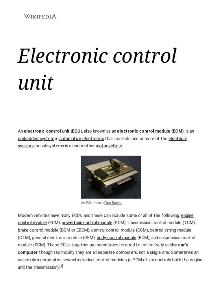 Electronic Control Unit - Wikipedia | PDF | Computer Engineering ...