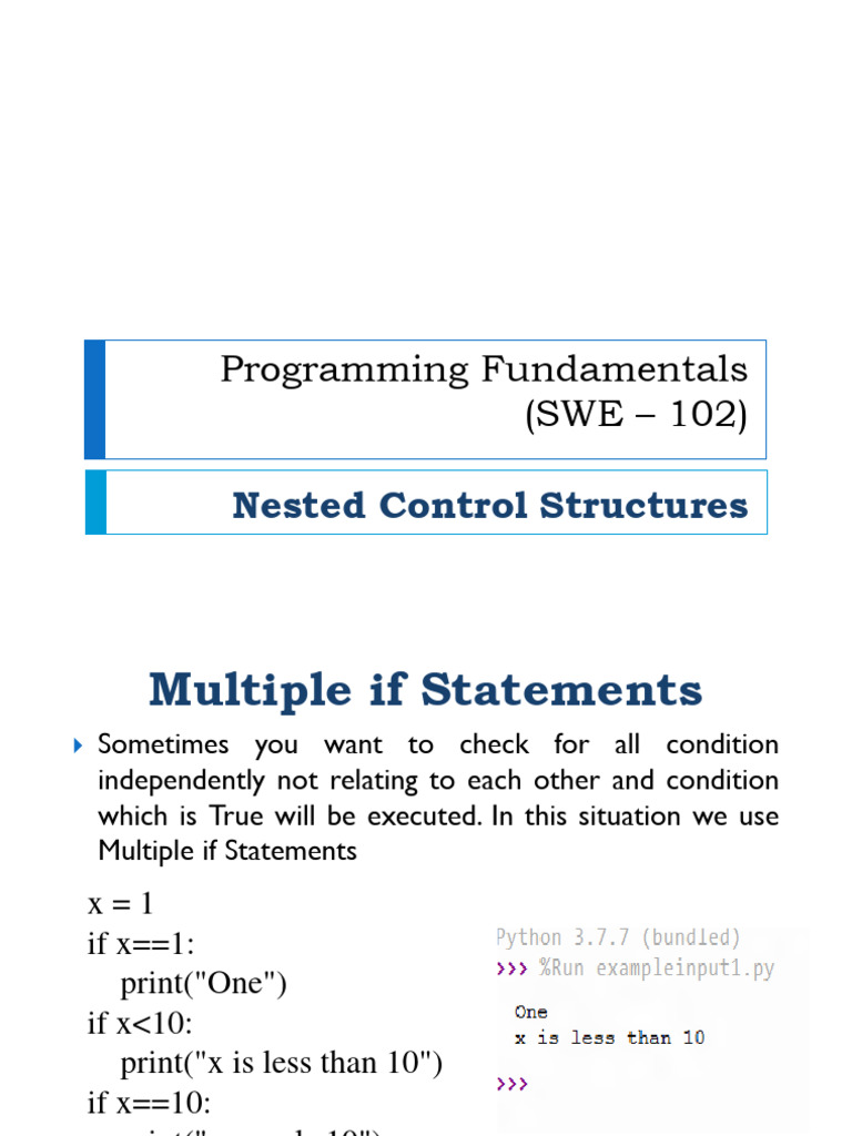 ProgFund Lect Week 6 | PDF | Control Flow | Computer Science