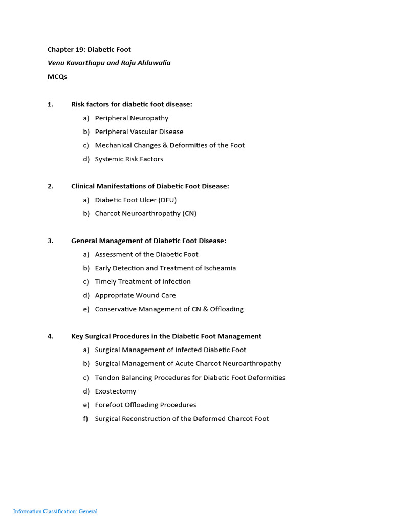 Diabetic Foot MCQs | PDF | Self-Improvement | Wellness