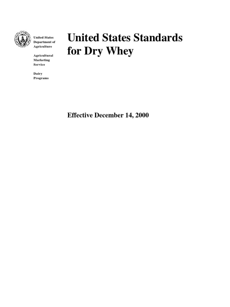 Dry Whey Standards 12-14-00 | PDF | Cheesemaking | Milk