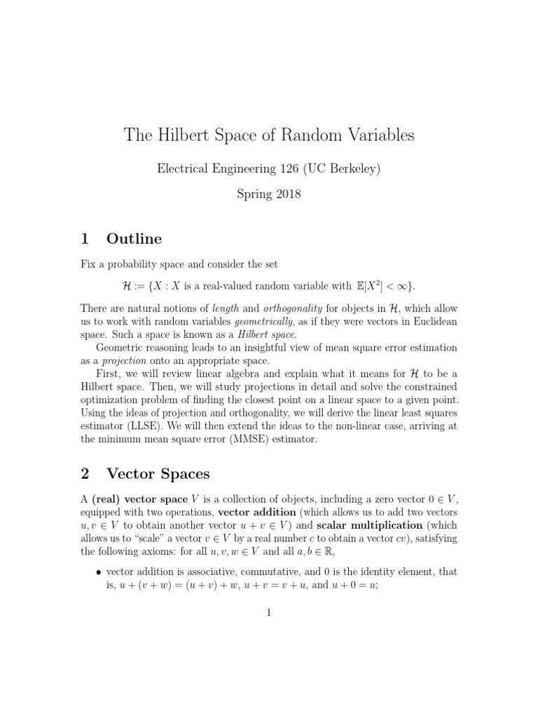 Projection | PDF | Linear Subspace | Hilbert Space