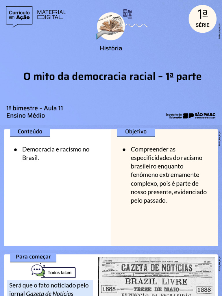 Aula 11 - O Mito Da Democracia Racial - 1 Parte | PDF | Racismo ...