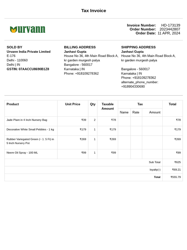 Invoice-HD-173139-Thu Apr 11 2024 | PDF | Taxes | Government Finances