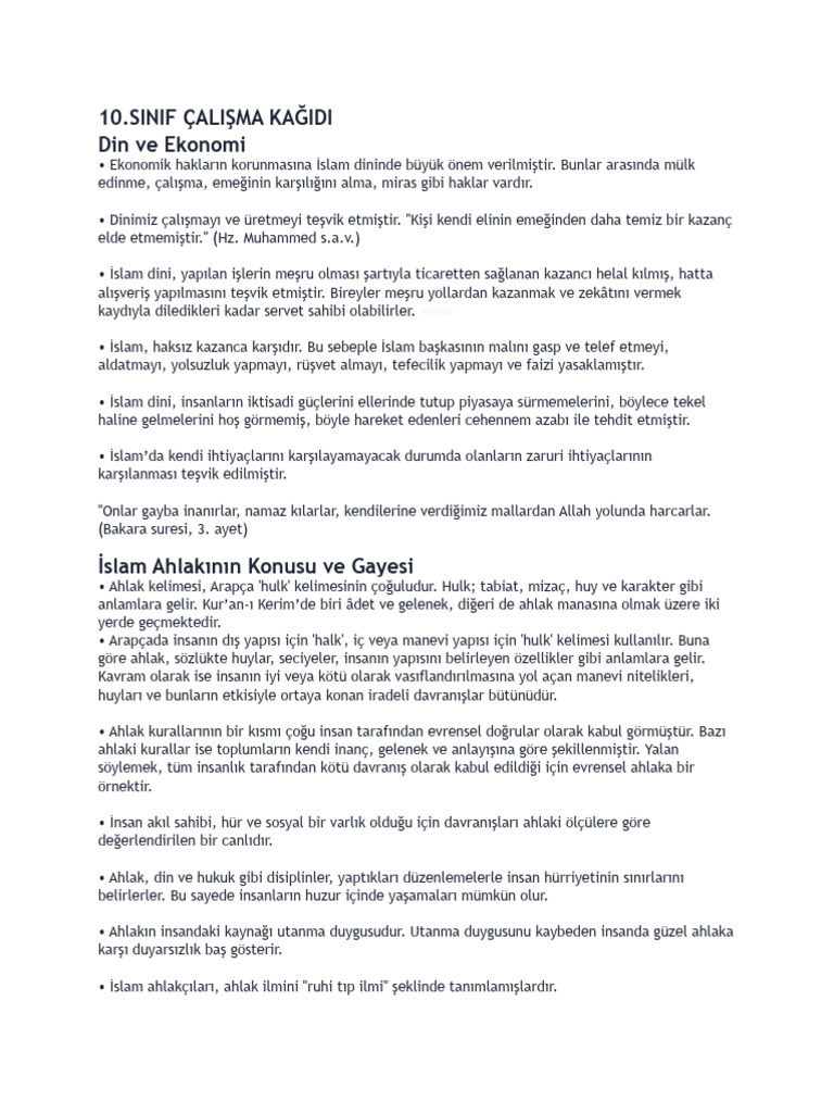 10.sinif Calisma Kagidi 2.donem | PDF