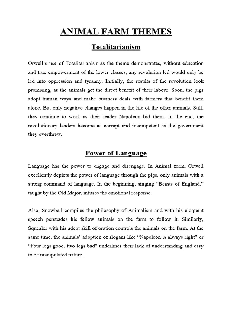 Animal Farm Themes and Symbols | PDF | General Fiction