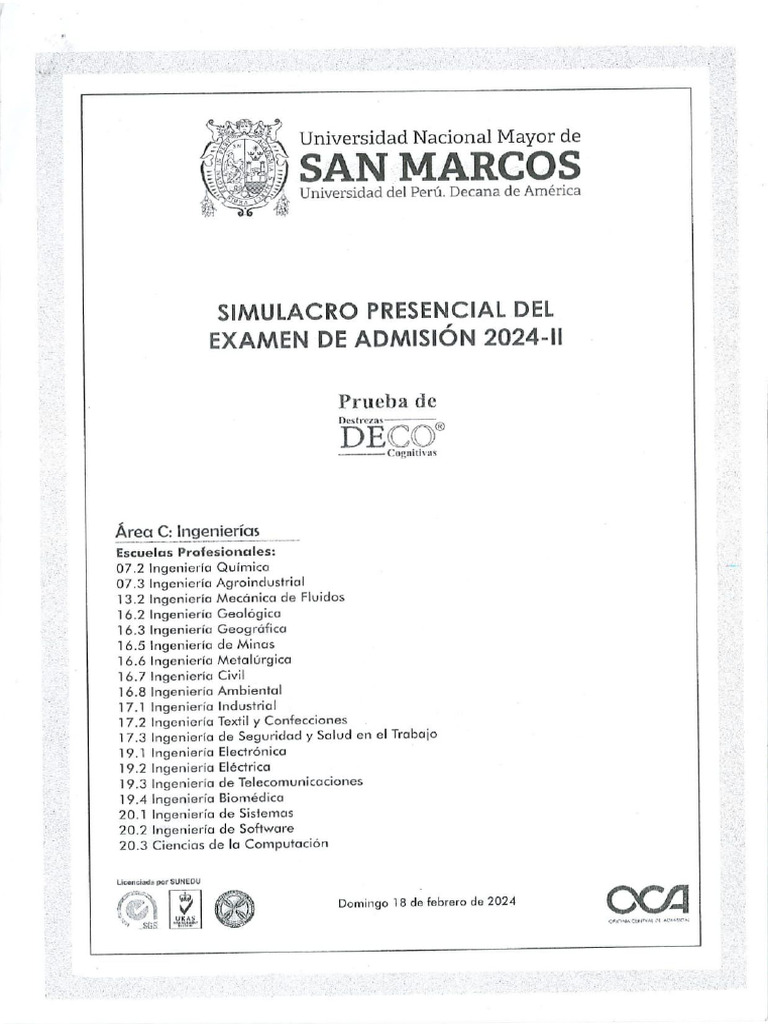 Simulacro de Admisión 2024-Ii Área C | PDF