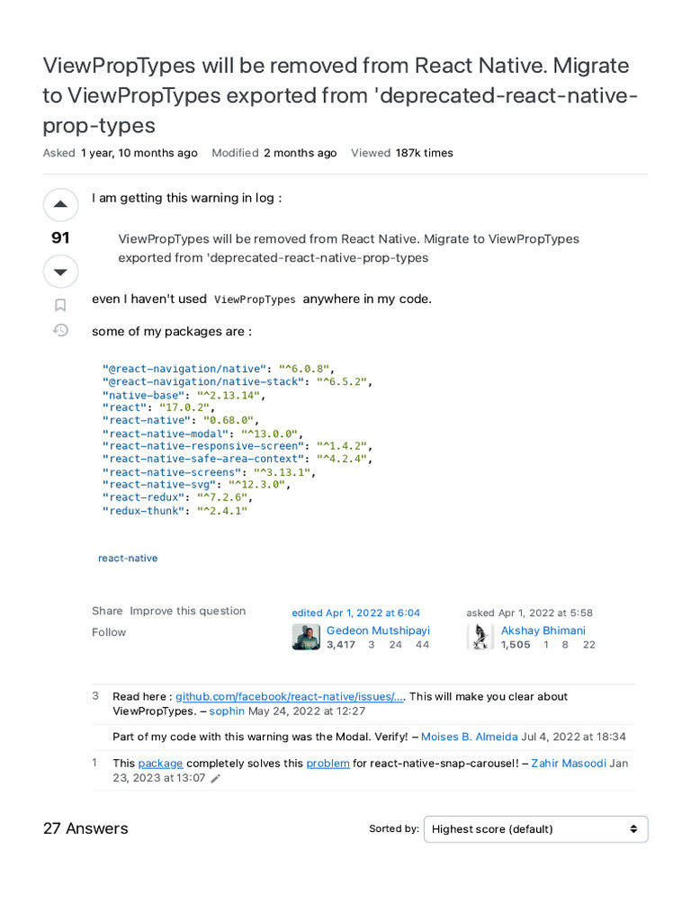 ViewPropTypes Will Be Removed From React Native. Migrate To ViewPropTypes Exported From ...
