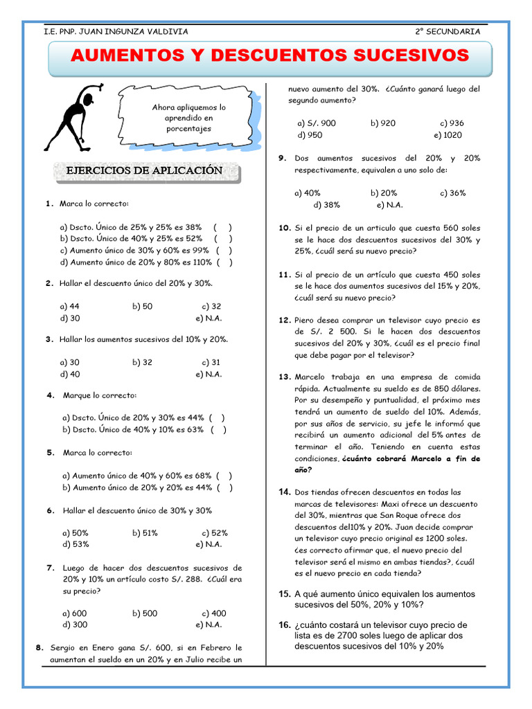 Ejercicios de Aumentos y Descuentos | PDF