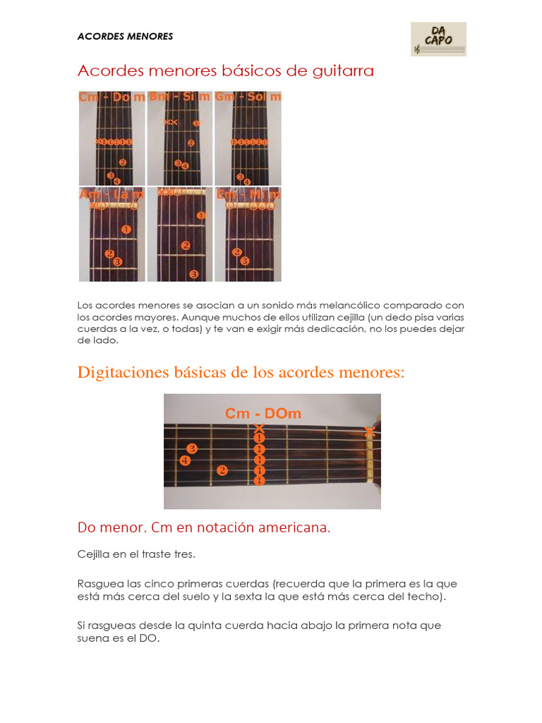 Acordes Menores | Descargar gratis PDF | Acorde (Música) | Notación musical